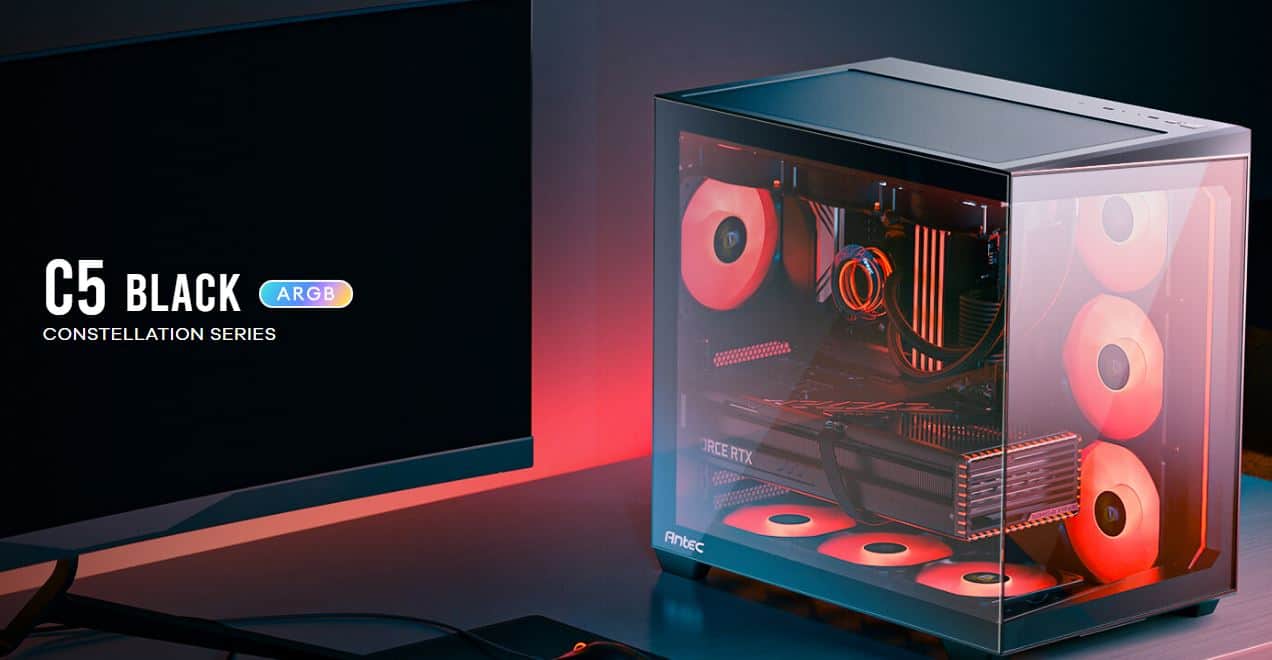 Antec C5 ARGB ATX, mATX Seamless Edge to Edge, Black Gaming Case, 270 ...