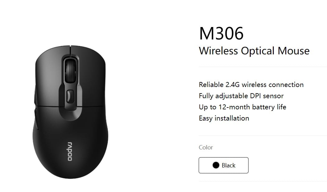 RAPOO M306 2.4 Wireless Optical Mice with Side FWD and Back Buttons. 12 ...